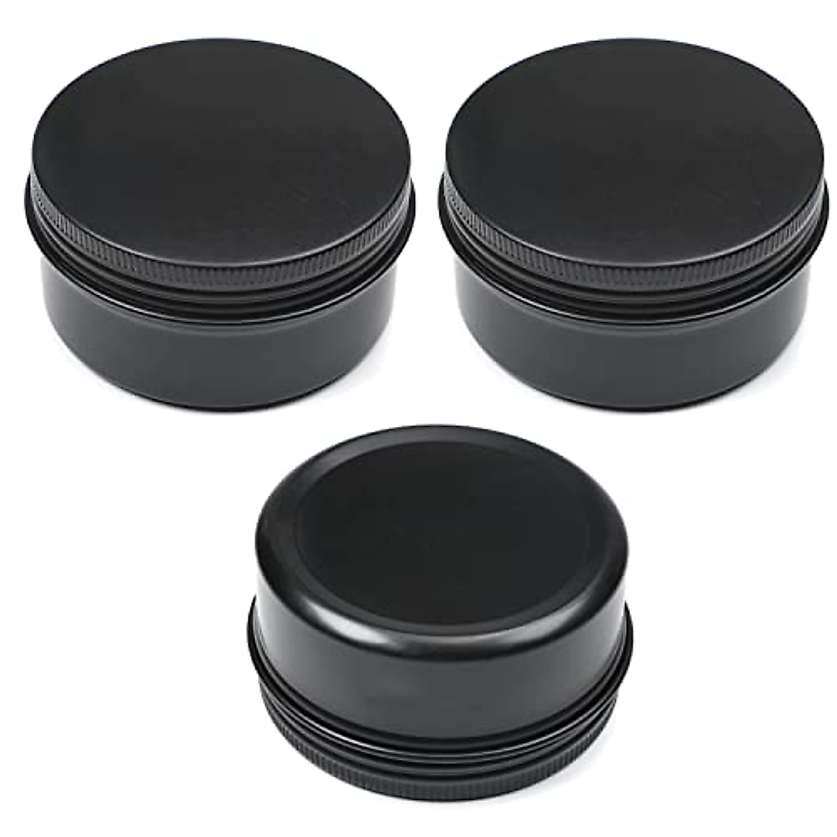 Othmro 3pcs 2.7oz Metal Round Tins Aluminum Tin Cans Containers with Screw Lid, 68 * 35mm(DxH) Black tin cans for Salve, Spices, Lip Balm, Tea or Candies 80ml