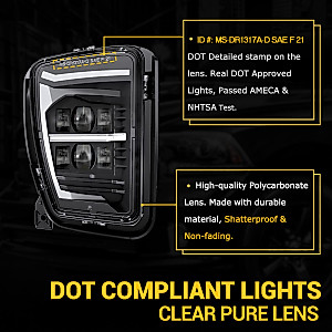 Z-OFFROAD LED Fog Lights w/White DRL Compatible with 2013-2018 Dodge Ram 1500 Bumper Driving Lamps Replacement Assembly Kit - Black