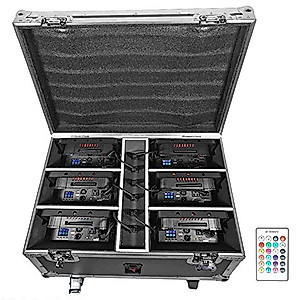 Rockville Best Pack 60 Black (6) Battery Wash Lights+Wireless DMX+Charging Case