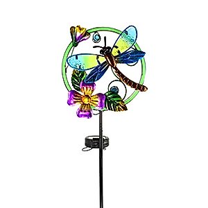 Cubular Hummingbird Solar Garden Decor Lights Pathway Stake Lights Walkway Yard Lawn Patio Courtyard Art Decor Waterproof Outdoor Garden Decorative Lights (Dragonfly)
