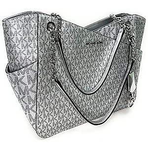 Michael Kors Large Jet Set Travel Chain Shoulder Tote (Silver)