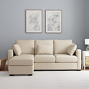Hillsdale York Upholstered Modern Sectional Sofa Fabric Couch, Sand