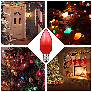 Flaspar C7 Red Night Light Bulb, E12 Candelabra Base Light Bulbs, C7 Colored Bulb 10W Equivalent Suitable for Halloween Night Lights, Decorative Lights and Christmas Strings, 6 Pack