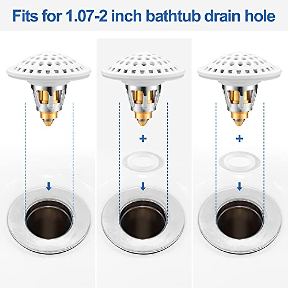 Uxoz Sink Stopper, 2-in-1 Bathroom Sink Stopper with Silicone Hair Catcher, Anti Clogging Sink Drain Strainer, Match for 1.06 to 1.97 Inch Sink Drain Hole