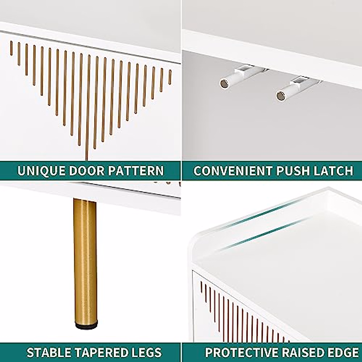 YITAHOME Sideboard Buffet, Modern Buffet Cabinet Storage Cabinet with Carved Design Doors 300 lbs Capacity for Hallway, Entryway, Kitchen or Living Room, White