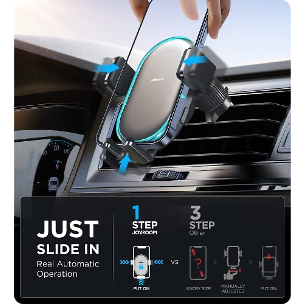 Wireless Car Charger Mount, 15W Dual Coil Car Phone Holder Mount Wireless Charging for iPhone 14/13/12/11/X/8 Series, Auto Clamping Wireless Charging Car Mount for Galaxy Z Flip 4/3 S22/S21 Note 20/10
