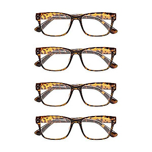 Readers Readers.com Fully Magnified Reading Glasses: The McNealy - 4 Pairs, Classic Rectangle for Women and Men - Tortoise, 1.25