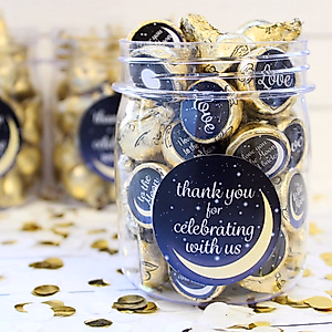 Over The Moon Baby Shower Thank You Stickers, Moon and Stars Baby Shower Decorations - 40 Count