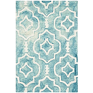 SAFAVIEH Dip Dye Collection 2' x 3' Turquoise/Ivory DDY538D Handmade Moroccan Watercolor Premium Wool Accent Rug