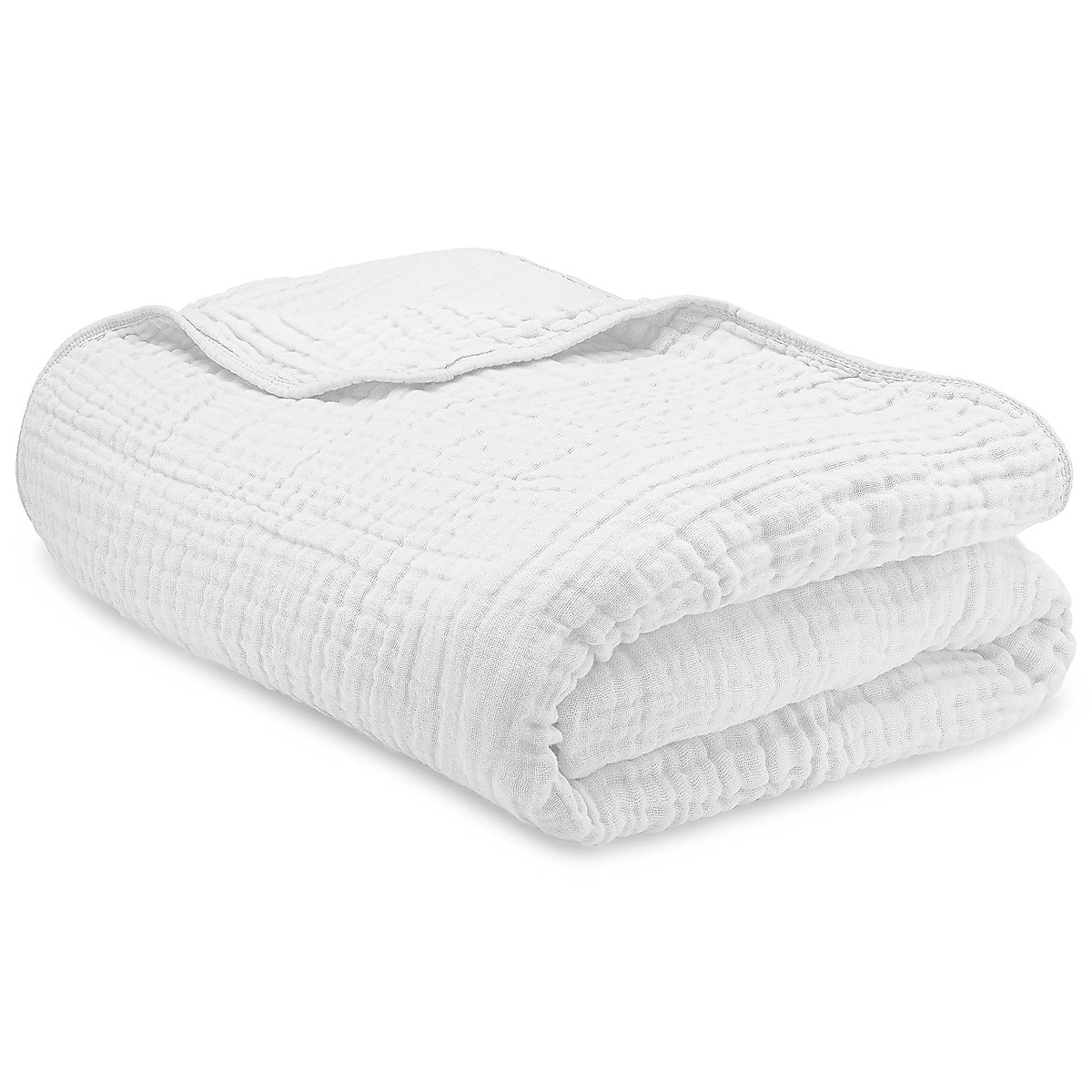 Comfy Cubs Muslin Blanket for Adults, Extra Large Twin 90” x 66”, 6 Layer Cooling Cotton Softness, Breathable & Warm Throw for Bedroom, Living Room Couch (White, Twin - Muslin)