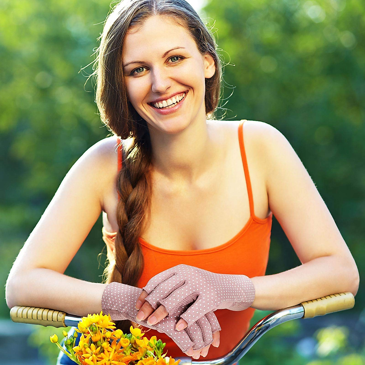 SATINIOR 4 Pairs Women Sunscreen Fingerless Gloves UV Protection Gloves Summer Sunblock Gloves for Driving, Medium(Round Dot)