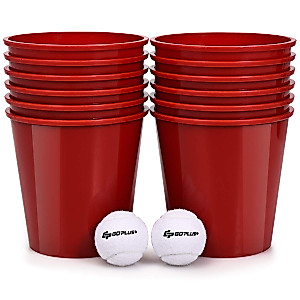 Goplus Yard Pong, Giant Outdoor Games Pong Set with 12 Buckets, 2 Balls and a Carry Bag, Toss Game for Beach, Backyard, Lawn, Party, Camping, Tailgate Game for Family and Friends