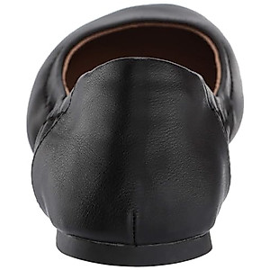 Amazon Essentials Women's Belice Ballet Flat, Black Faux Leather, 6
