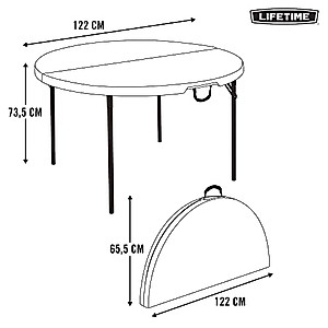 Lifetime 280064 Light Commercial Fold-in-Half Round Table, Single Pack, White Granite