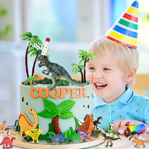 Dinosaur Birthday Decorations - Dinosaur Cake Toppers With Mini Hat - Funny Dino Cake Decoration Party Supplies Gift Ideas for Boys Girls Kids