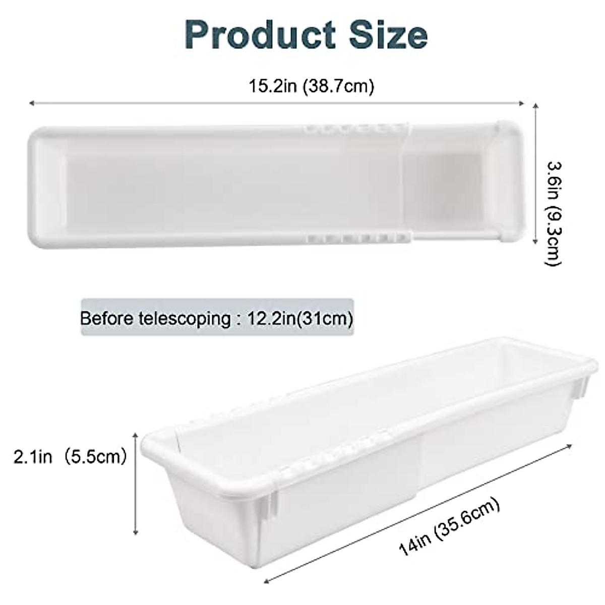 5 Pack Expandable Drawer Organizer for Utensils Holder, Adjustable Cutlery Tray, Drawer Dividers Organizer for Silverware, Flatware, Knives in Kitchen, Bedroom, Living Room (M)