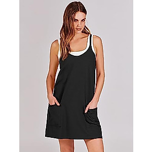 ANRABESS Women Summer Tennis Workout Dress Build in Bodysuit Exercise Golf Athletic Dresses 2023 Fashion Clothes Mini Active Dress 1125heise-XL Black