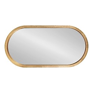 Kate and Laurel Travis Modern Capsule Wood Framed Wall Mirror, 12 x 24, Gold, Chic Geometric Wall Hanging Mirror for Display