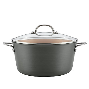 Ayesha Curry Home Collection Hard Anodized Nonstick Stock Pot/Stockpot with Lid, 10 Quart, Charcoal Gray