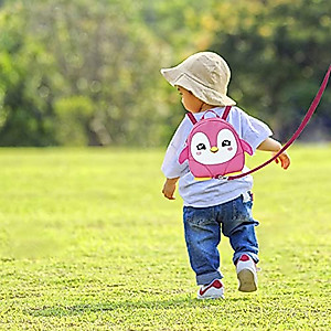 Toddler Kids Penguin Harness Leash Backpack with Wrist Leashes Toddlers Child Safety Walking Wrist for Kid Girls Boys (Pink)