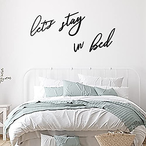 4 Pieces Let's Stay in Bed Wall Decor Rustic Bedroom Decoration Black 3D Wooden Letters Handmade Wood Summer Decor Love Quote Home Sign for Home Bedroom Apartment Office Hotel Decor