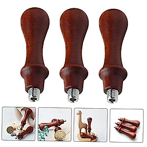 TEHAUX 3Pcs Wooden Handle Wedding Postage Stamps Scrapbooking Stamp Handle Wax Copper Handle Wedding Wax Seal Handle Wedding Sealing Stamp Handle Seal Wax European Style Candle Wax