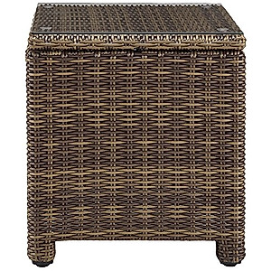 Crosley Furniture Bradenton 5-Piece Outdoor Sofa Patio Furniture Set, Wicker Conversation Sets for Porch, Brown with Navy Cushions