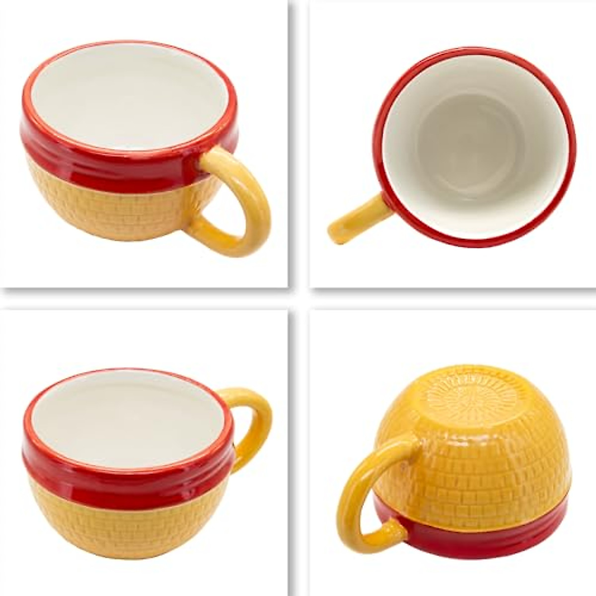 Eoilya Anime One Piece Coffee Mug Cup with Saucer Luffy Straw Hat Ceramic Tumbler Merchandise Gifts Sets for Adults Fan's Gift or Souvenir (Luffy)