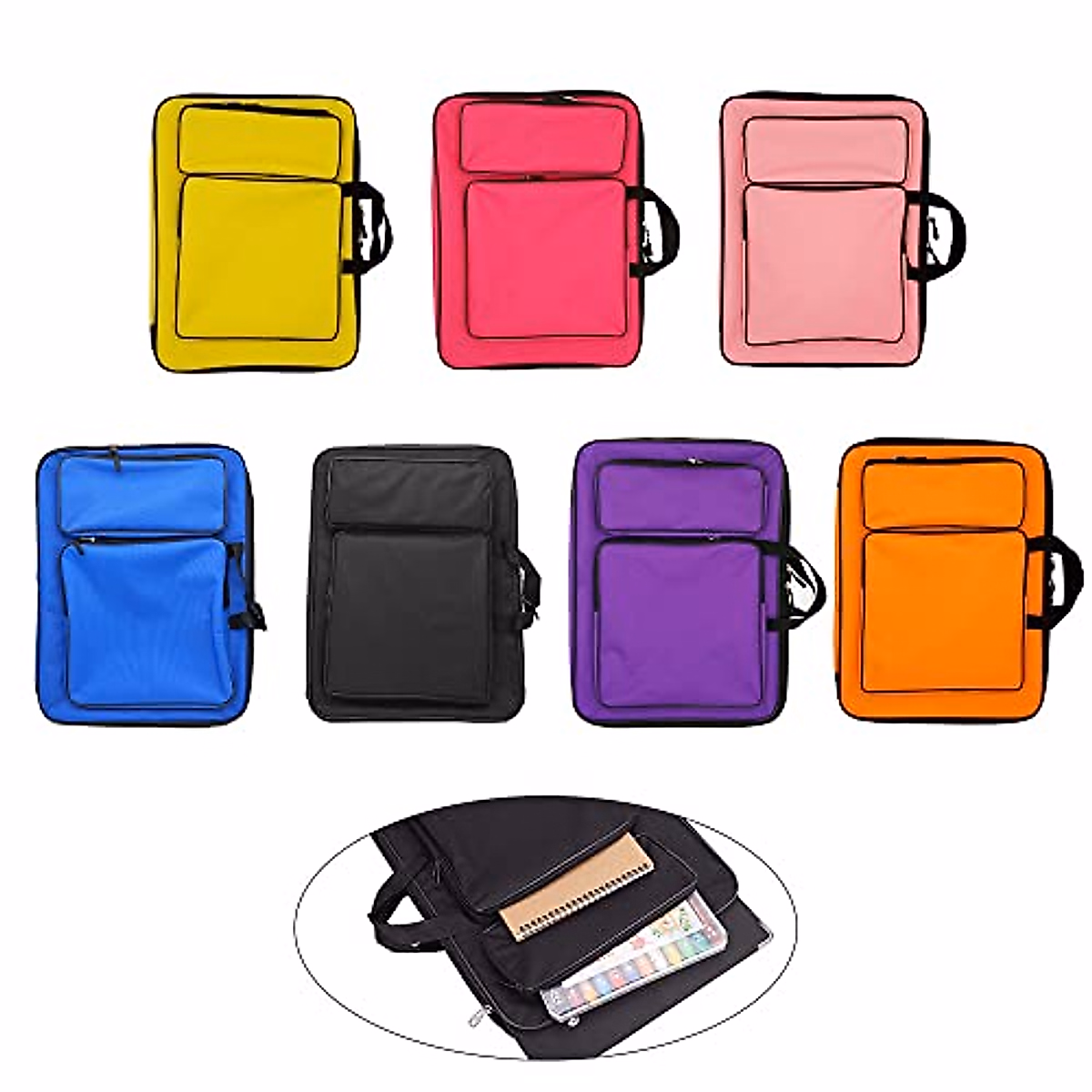 Waterproof Artist Drawing Board Bag, 49mmx36mm Portable Art Portfolio Carry Case Bag Kids Student Art Work Tote for 8K Drawing Board Pencil Case Sketch Folder Palette and Brushes,Dark blue