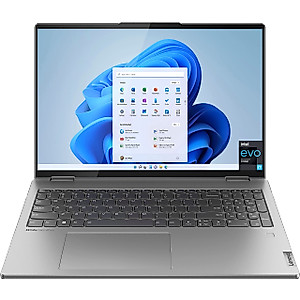 Lenovo ENOVO Yoga 7i 2-in-1 Laptop 16'' 2.5K Touchscreen12th Core i7-1260P Iris Xe Graphics 16GB RAM 1TB SSD WI-FI 6E Thunderbolt 4 Backlit KB w/ FP Windows 11 Pro RATZK 32GB USB, Arctic Grey, (82QG)