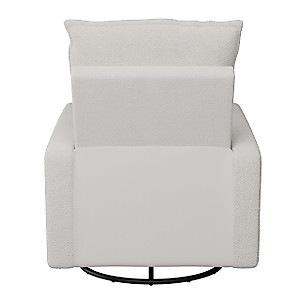 CorLiving Caillie White Boucle Fabric Upholstered Contemporary Glider Recliner Chair