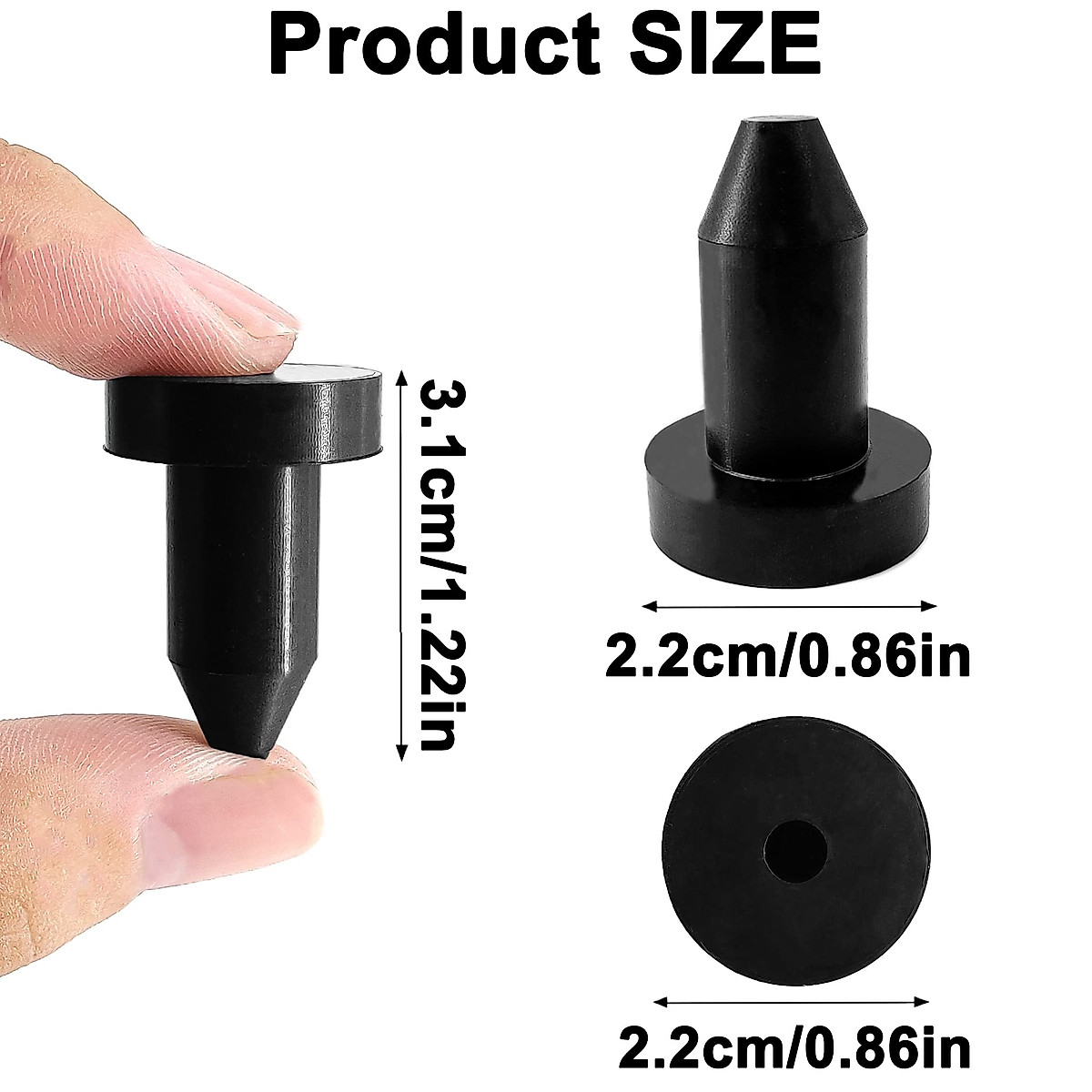 VAIIEYO 6 Pack Kayak Drain Plug Push - Rubber Scupper Plugs Drain Holes Stopper Bung for Most Fishing Boats, Pedal Boats, Kayak