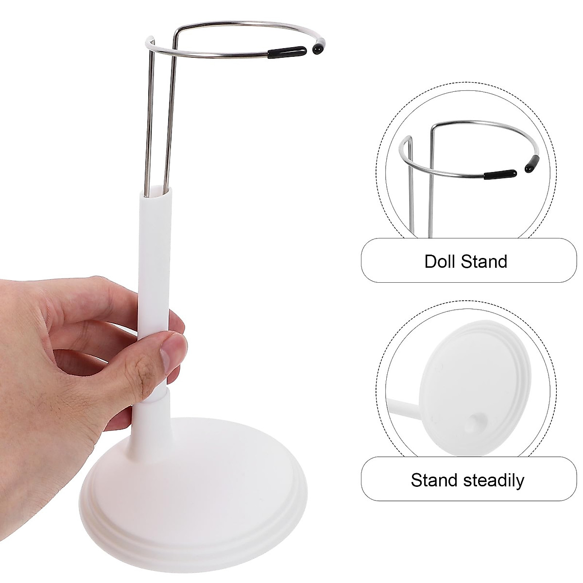 jojofuny Doll Stands for 8- inch Dolls, 2pcs White Action Figure Stand Portable Fashion Dolls Organizer Display Bracket Doll Holder for Home Decoration, 25cm