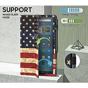MoKo for Amazon Kindle Fire Max 11 Case (13th Generation, 2023 Release) 11" - Slim Folding Stand Cover Case for Fire 11 Tablet with Auto Wake/Sleep, American Flag