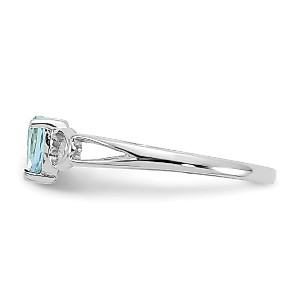 IceCarats 10K White Gold Blue Aquamarine Heart Love Ring Gemstone Band March Birthstone Jewelry Size 6