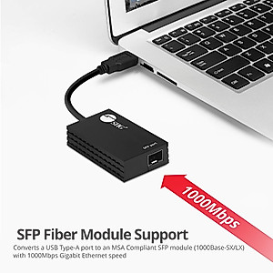 SIIG USB 3.0 to Fiber SFP Gigabit Ethernet Adapter, High Speed GB Transfer Rate (1000/100/10 Mbps), USB 3.0 Type-A to SFP Female, USB to Fiber Optic Converter, Realtek RTL8153 (JU-NE0B11-S1)