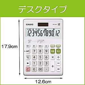 Casio Standard calculator W tax rate setting and tax calculation desk type 12-digit DW-200T-N White