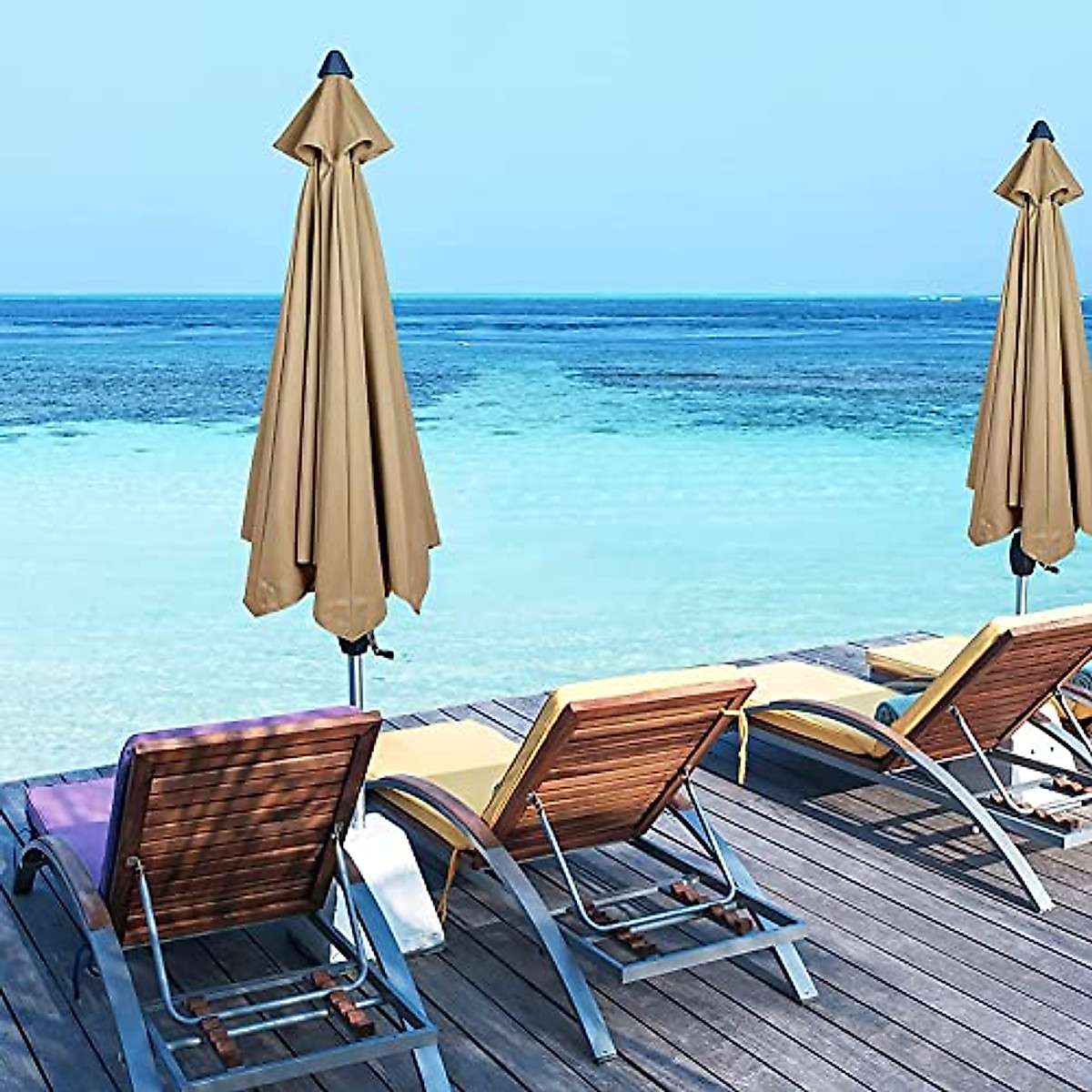 FAJOME 10FT 8 Ribs Patio Umbrella Replacement Canopy, Replacement Parasol Cover With Patio Umbrella Cover For Cantilever Hang Patio Umbrella (Canopy Only) (Color : Light brown)