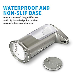 Hanamichi Soap Dispenser, Touchless High Capacity Automatic Soap Dispenser Equipped w/Infrared Motion Sensor Waterproof Base Adjustable Switches Suitable for Bathroom Kitchen Hotel Restaurant