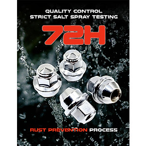 Set of 20 Veritek 12x1.5mm 3/4 19mm Hex 1.46 Inch 37mm Length Chrome OEM Factory Style Large Acorn Seat Wheel Cover Hubcap Retaining Lug Nuts for Ford Focus Fusion Escape Factory Wheels