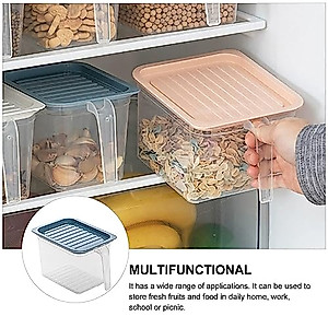 Cabilock Flour Container 5pcs Kitchen Food Containers 3 Layer Fridge Storage Bins Organizer with Lids Handle for Refrigerator Cabinet Desk Blue Size S Freezer Storage Bins