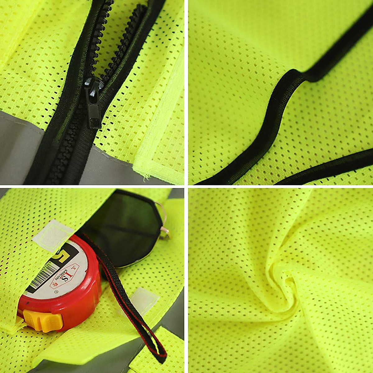XIAKE Reflective Safety Vest for Men & Women Mesh High Visibility Vest with Pockets Meets ANSI Standards(Medium,Yellow)