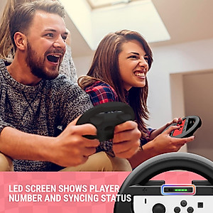 Orzly Steering Wheels for Nintendo Switch & OLED Console JoyCons, Racing Wheels for Mario Kart 8 Deluxe [Mariokart Switch Steering Wheel Joycon Controller Attachment Accessories]-Twin Pack [2X Black]
