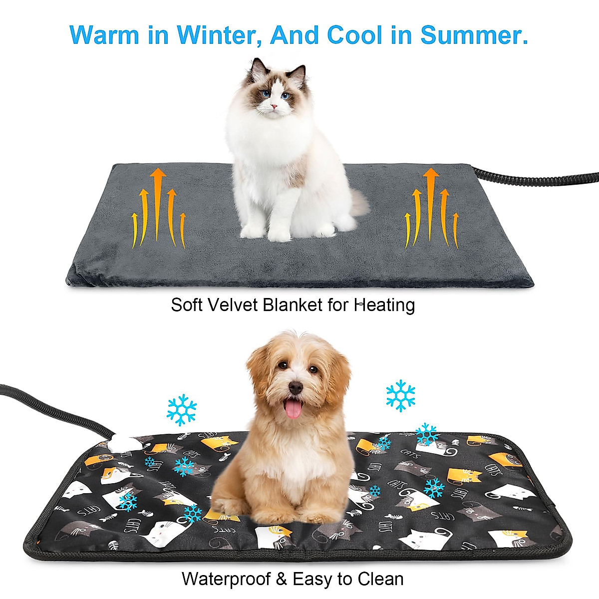 Pet Heating Pad for Dogs and Cats,Dog Cat Heating Pad with Auto Timer and Chew Resistant Cord, 9 Adjustable Temperature Waterproof Heated Pet Bed Mat,27.5 x 17.7 inches…