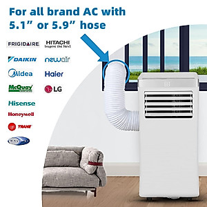 Fioral Sliding Door AC Vent Kit,Sliding Window Air Conditioner Vent Kit,For 5.1'' and 5.9'' Diameter Portable AC Exhaust Hose, Universal PVC Balcony Seal Kit Plates, Adjustable Max Length to 93 Inch