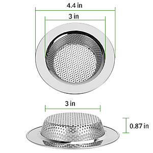 3PCS - Windran Kitchen Sink Drain Strainer and Sink Drain Stopper Set, Upgraded Double-Layer Safe Design for Most Kitchen Sink Drain Basket (4.5 Inch)