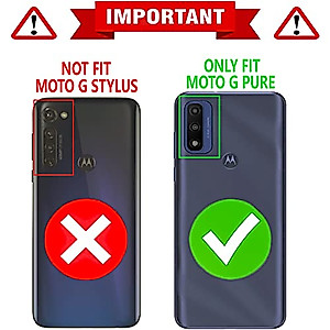 STARSHOP Moto G Pure Phone Case, Motorola G Pure Case, with [Tempered Glass Screen Protector Included] PU Leather Wallet Shockproof Phone Cover Kickstand with Pocket Card Slots Magnet Closure -Dark