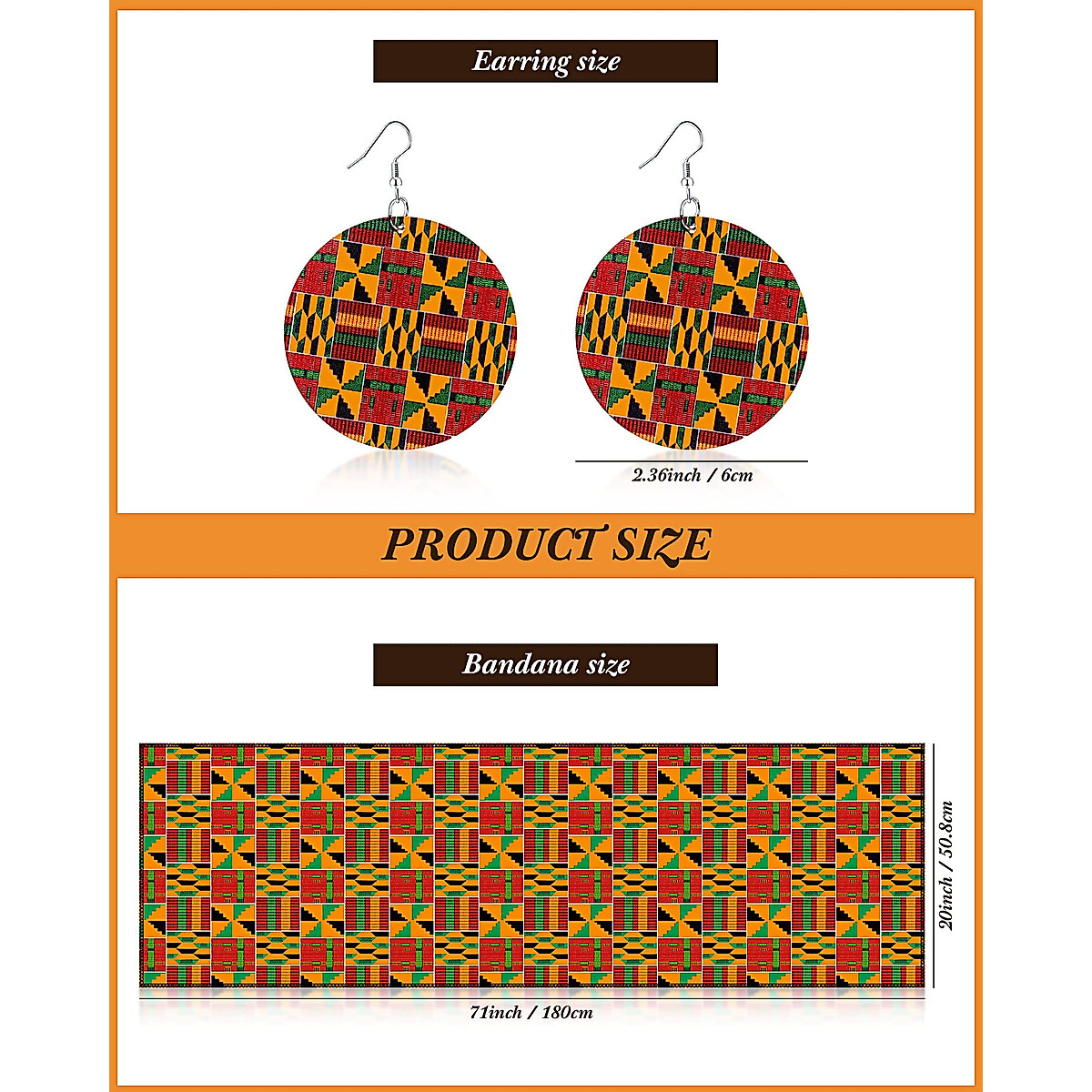 Haysandy 3 Pcs Women African Ankara Print Traditional Costume Set Long Maxi Dress Headwraps Scarf Drop Dangle Earrings(X-Large)