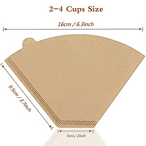 Coffee Filter #2,Cone Coffee Filter 2-4 Cups, Disposable Coffee Filters Paper for Smooth and Clean Taste, Pour Over and Coffee Maker (Natural Unbleached, U-shaped 100 Count)