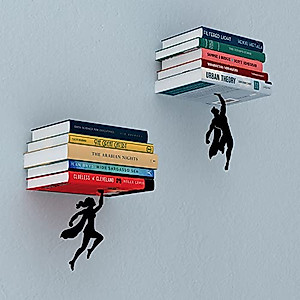 Artori Design Floating Bookshelf for Kids, Invisible Metal Book Shelf, Wall Decore Book Lovers Bookshelf (Wondershelf+Supershelf)
